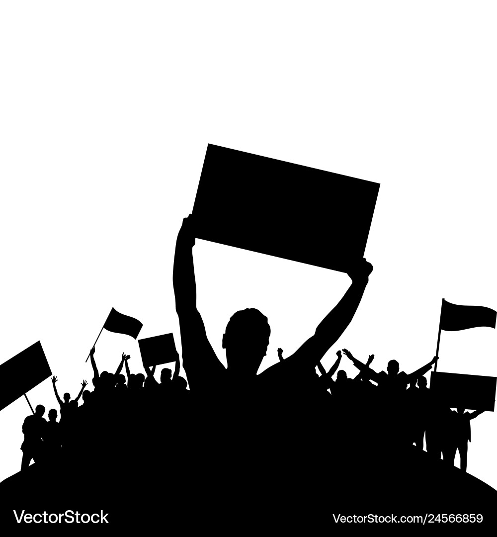 Protest people silhouette Royalty Free Vector Image
