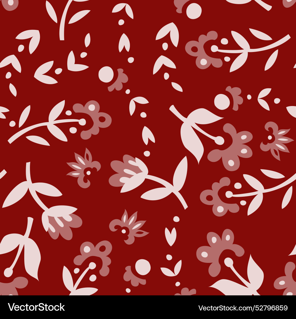 Red floral motif seamless pattern Royalty Free Vector Image