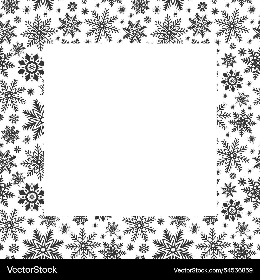 Snowflakes square frame template postcard with Vector Image