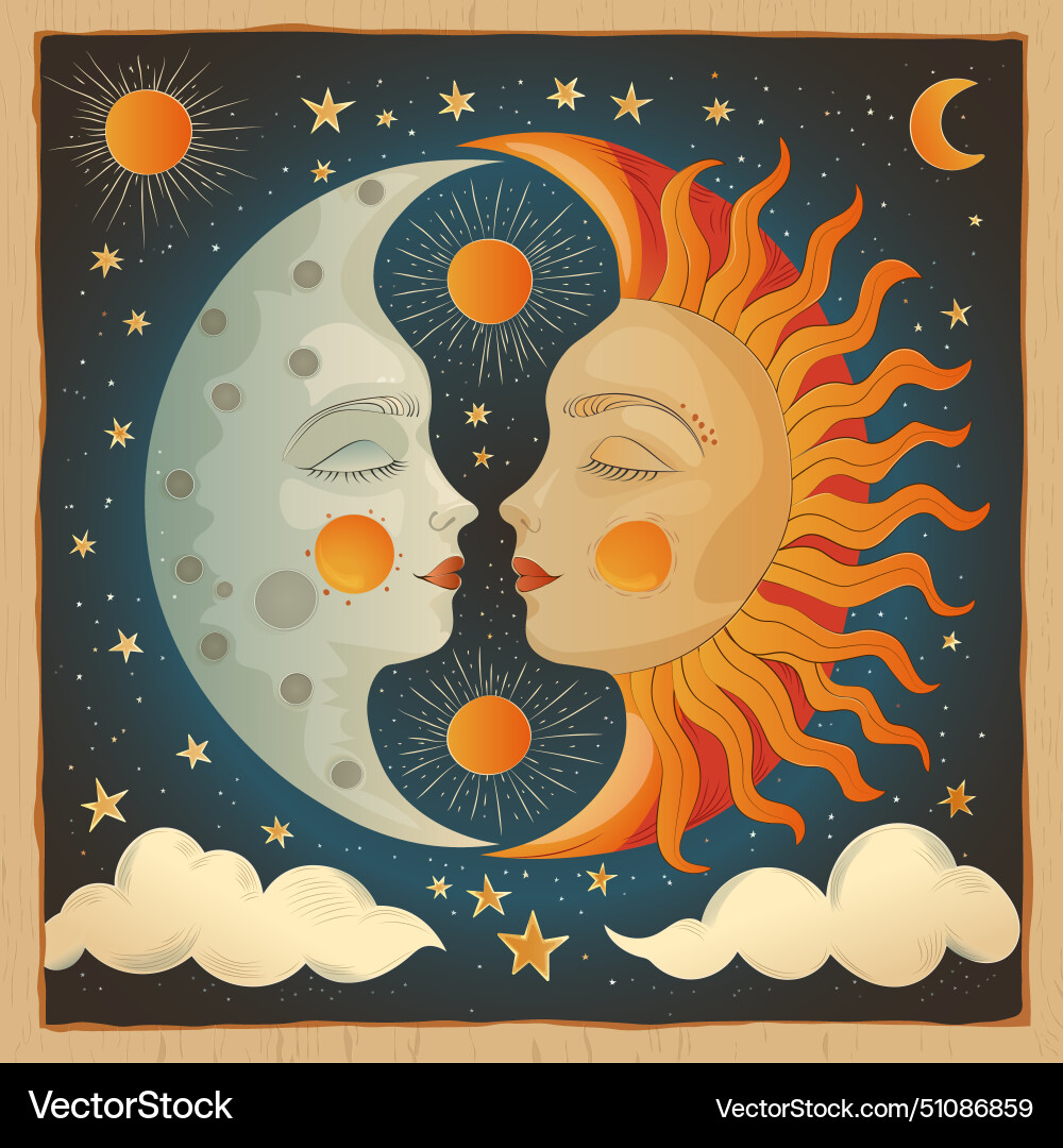 Sun and moon Royalty Free Vector Image - VectorStock