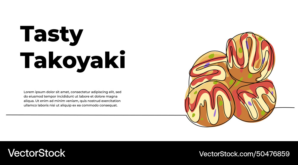 Takoyaki one continuous line design restaurant Vector Image