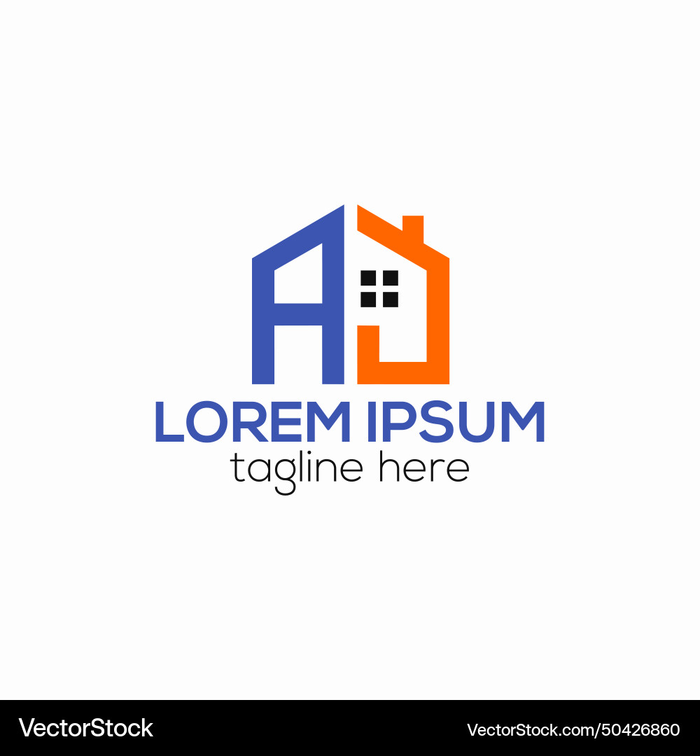 Aj letter construction real estate logo design Vector Image