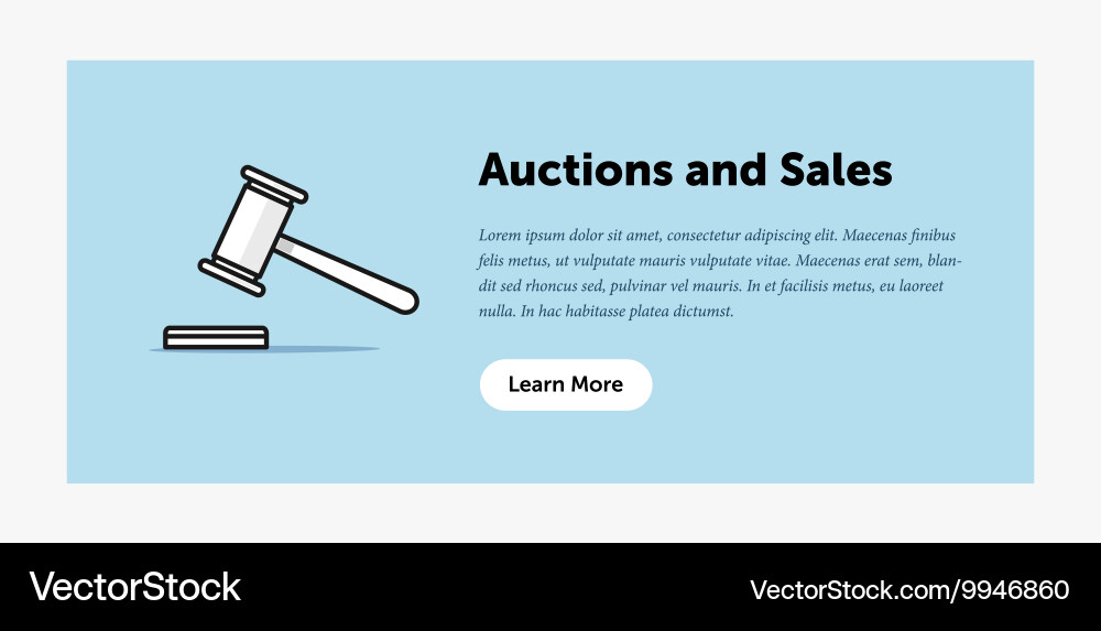 Auction hammer announcement about Royalty Free Vector Image