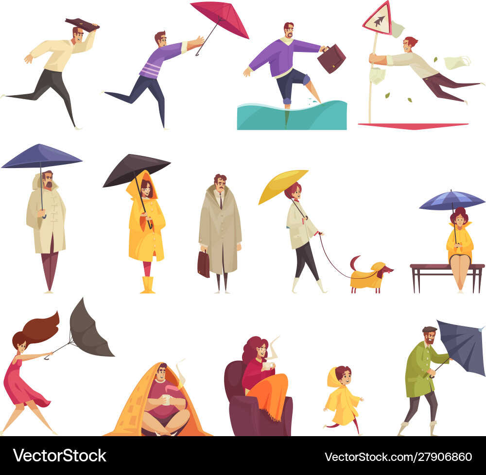 Bad weather funny icons Royalty Free Vector Image