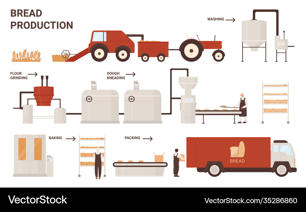 Bread production process with automated processing
