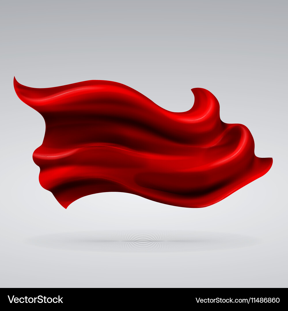 Flying red silk textile fabric flag satin ribbon Vector Image