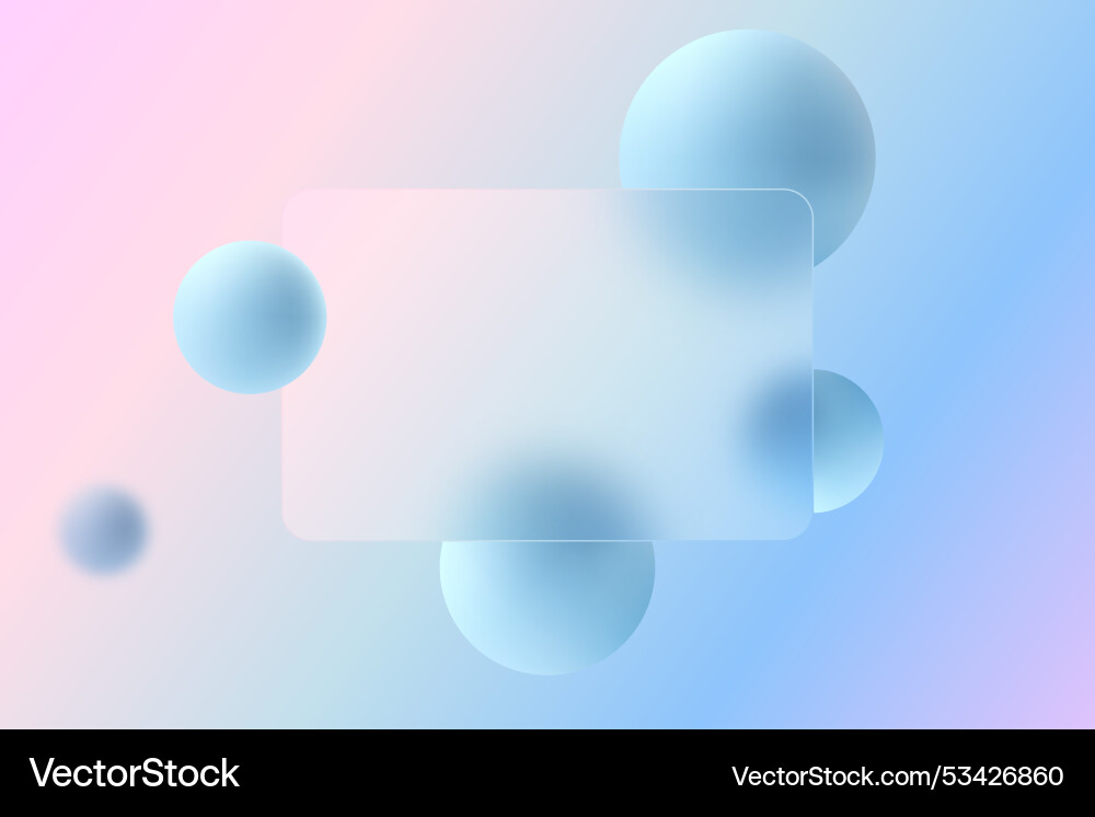Glass overlay effect on floating blue spheres Vector Image