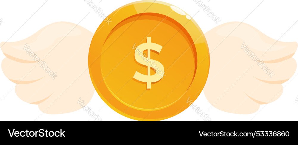 Gold coin with wings flying representing easy Vector Image