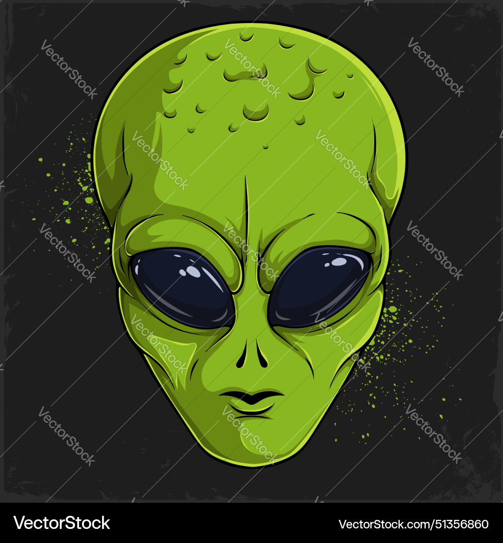 Hand drawn aliens head character alien ufo Vector Image