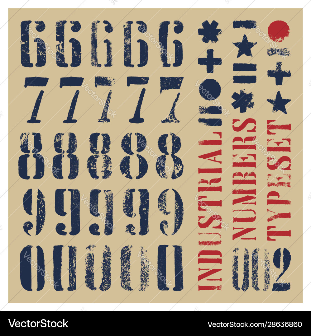 Industrial stencil numbers Royalty Free Vector Image