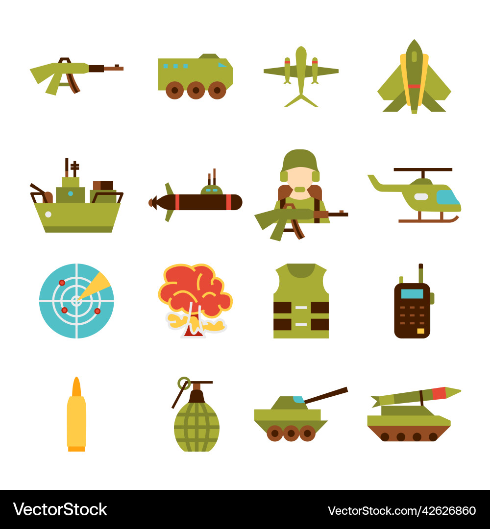 Military army objects Royalty Free Vector Image