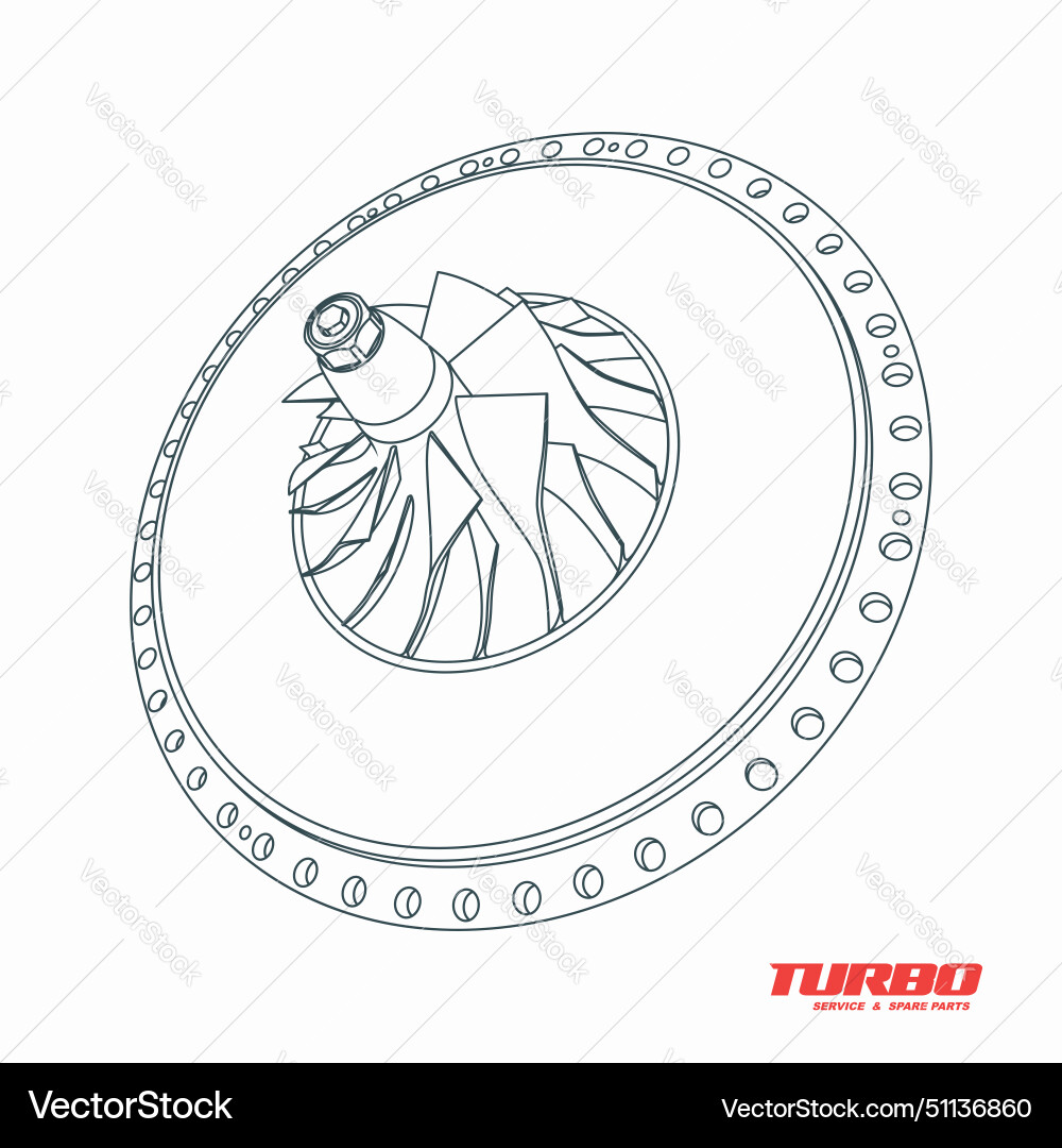Outline of turbocharger compressor wheel Vector Image