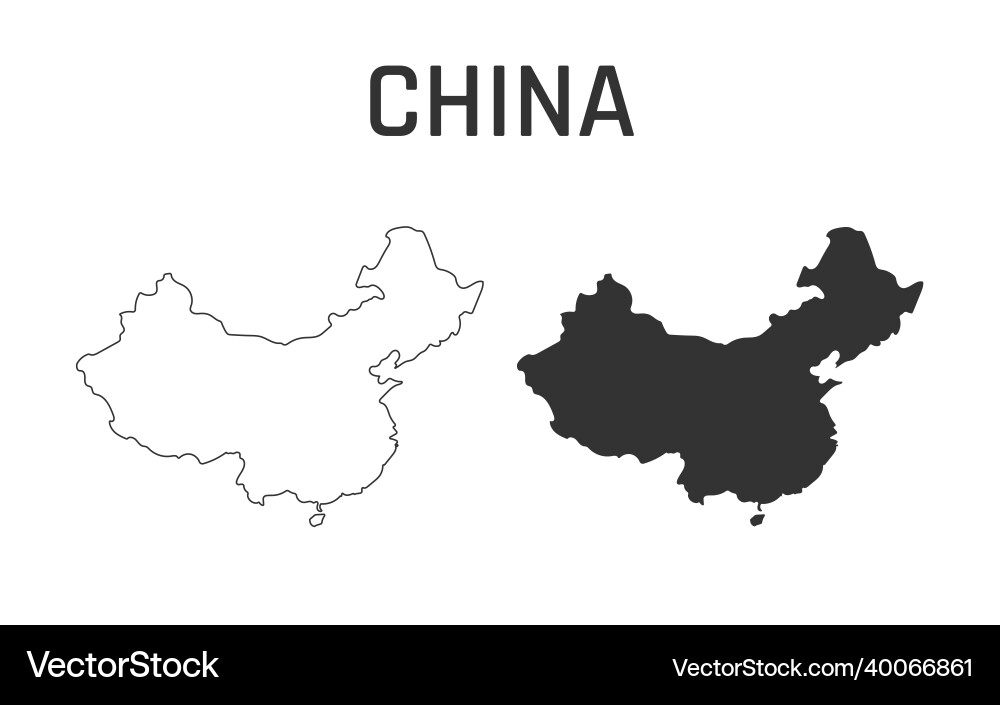 China map icon outline and silhouette Royalty Free Vector