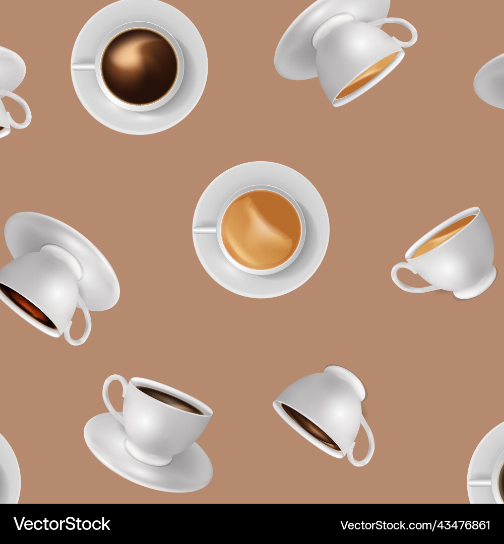 Coffee cup pattern tea mug seamless background Vector Image