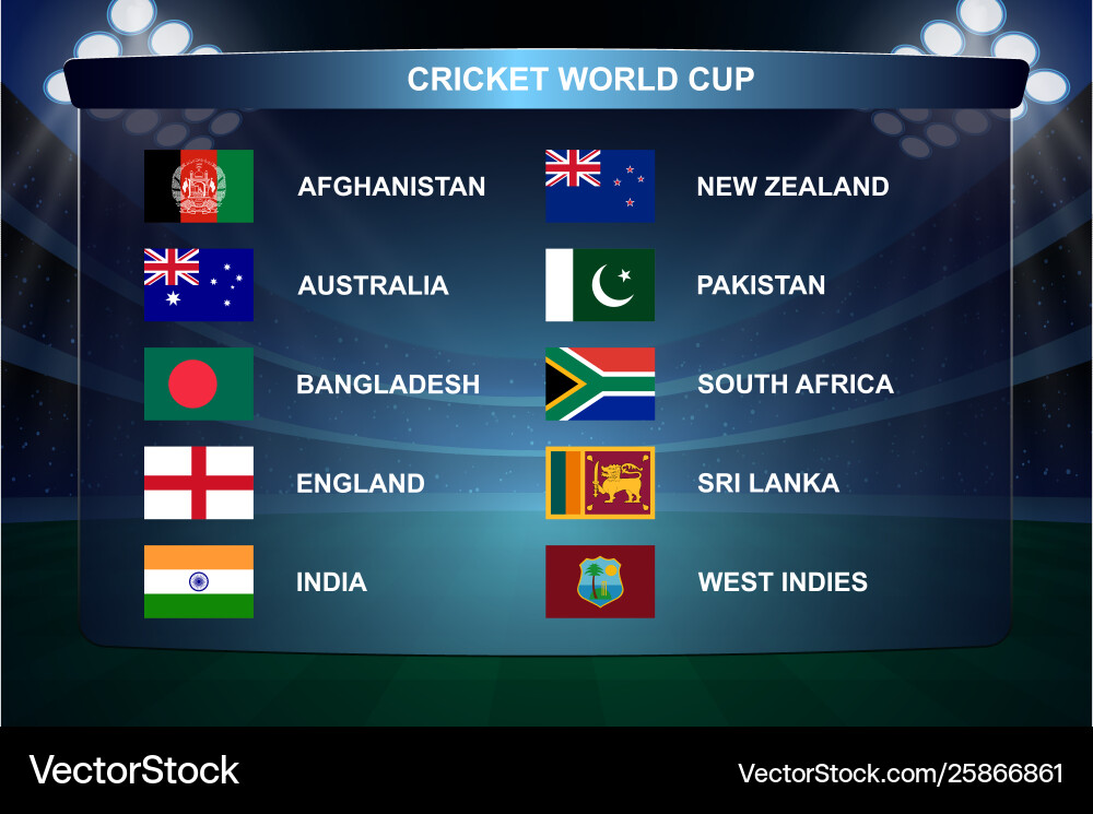 Cricket world cup flags Royalty Free Vector Image