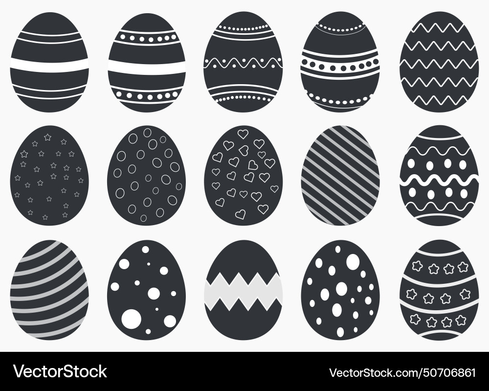 Easter day eggs set isolated Royalty Free Vector Image