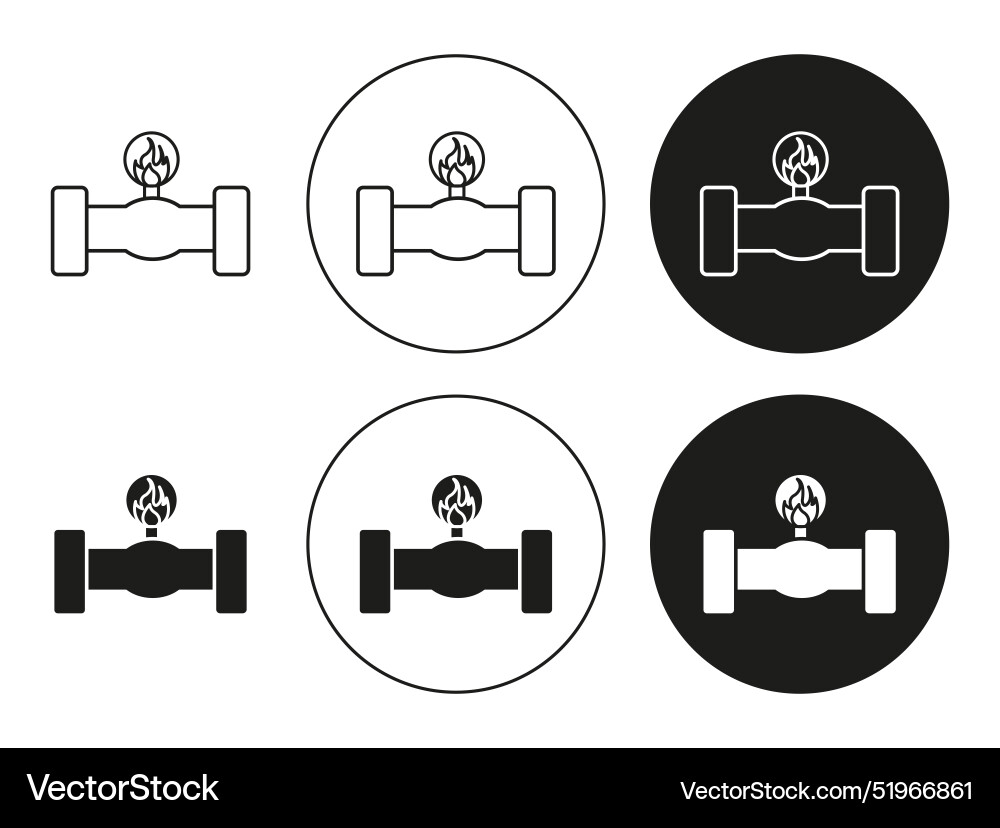 Gas pipe simple symbol icon set Royalty Free Vector Image