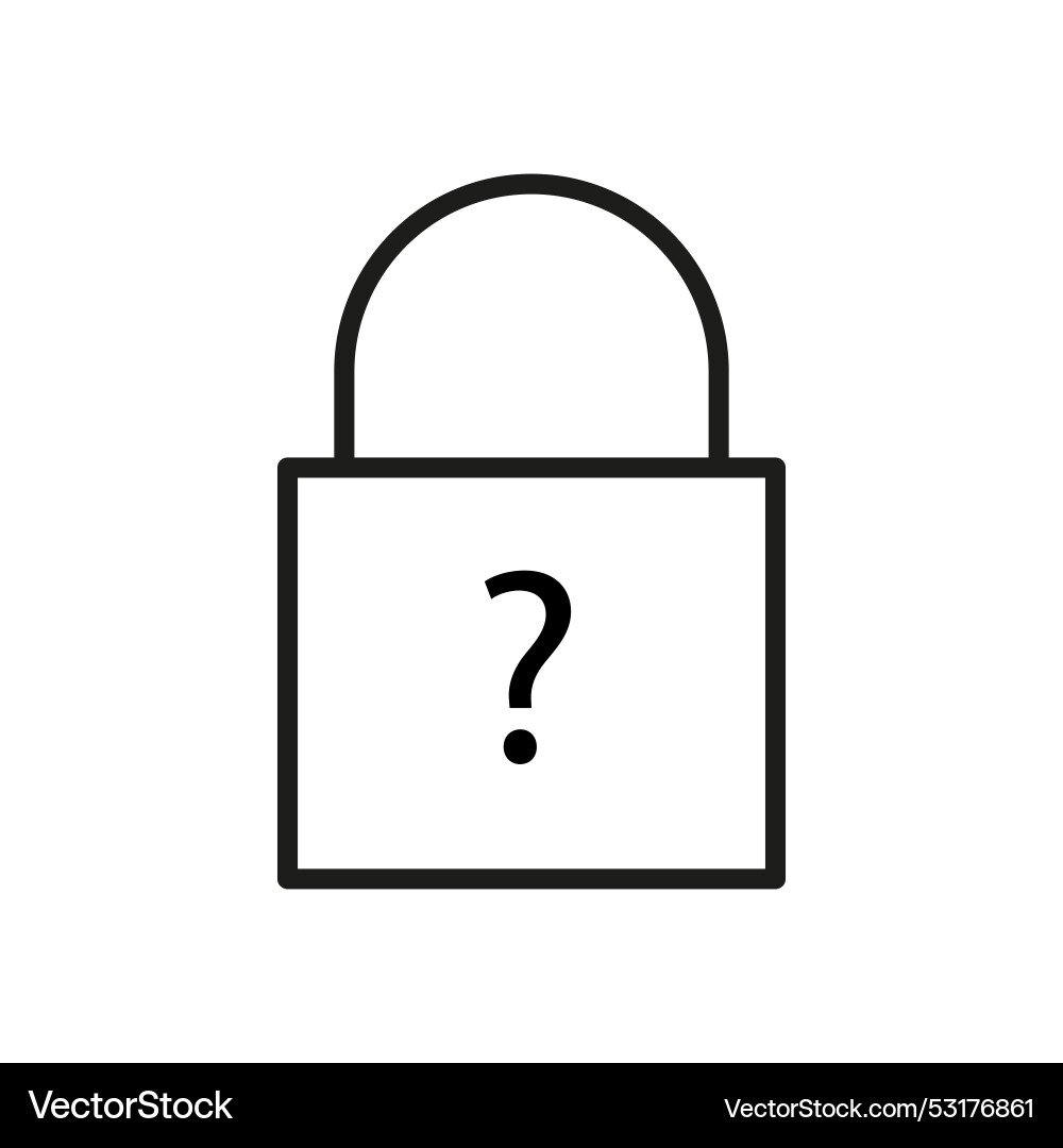 Lock question mark icon password hint icon stock Vector Image