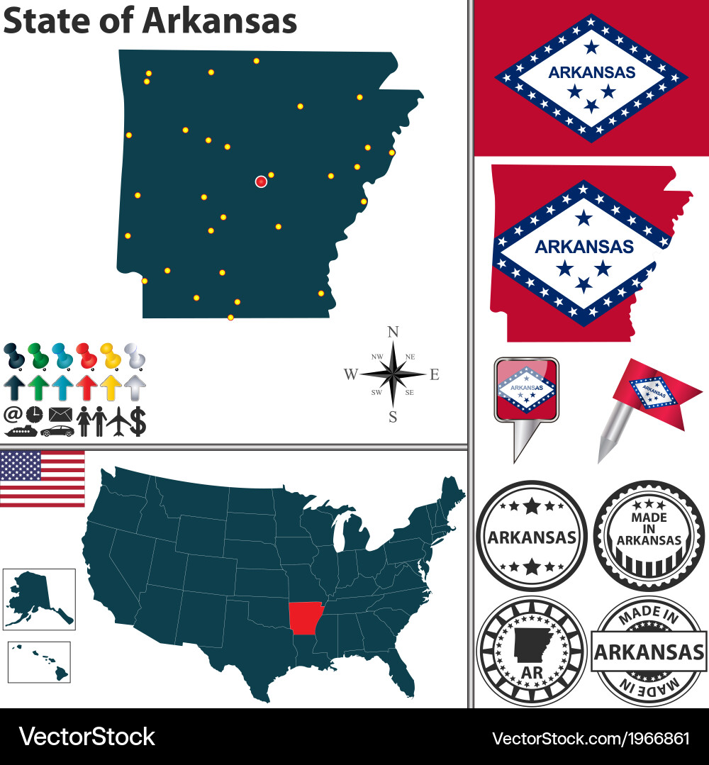 Map of arkansas Royalty Free Vector Image - VectorStock