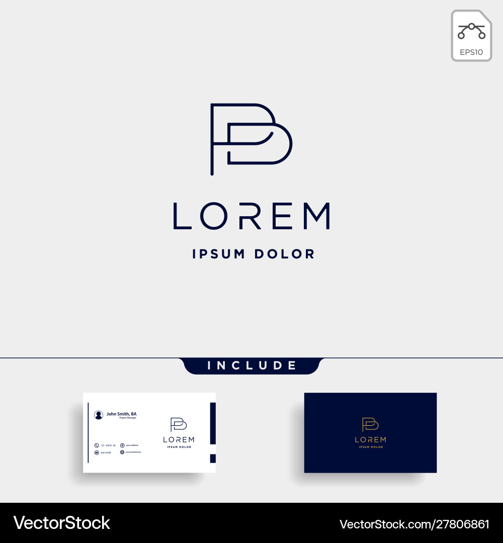 Minimalist P & D Monogram Logo Royalty Free Vector Image