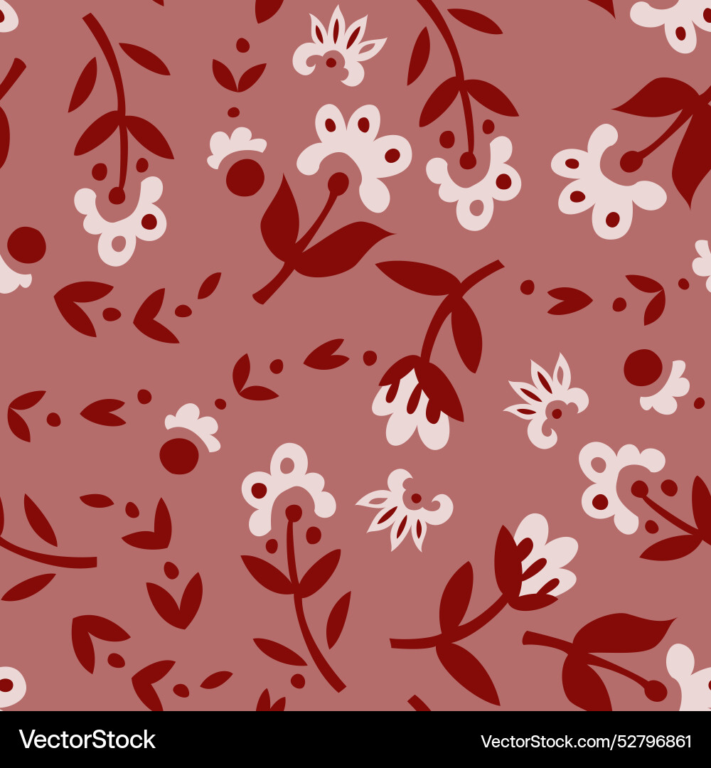 Red floral motif seamless pattern Royalty Free Vector Image