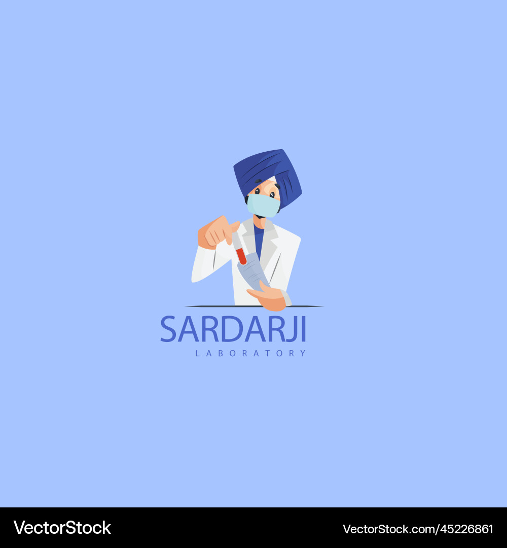 Sardar ji laboratory mascot logo Royalty Free Vector Image