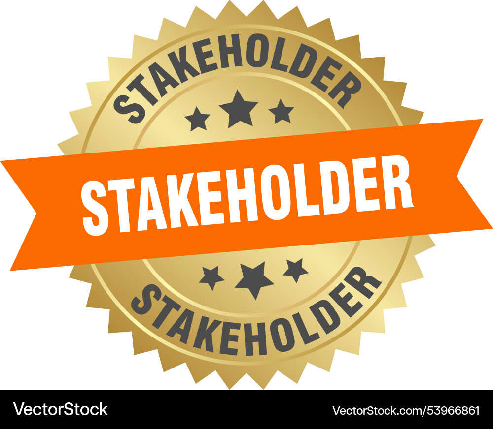 Stakeholder round orange and gold Royalty Free Vector Image