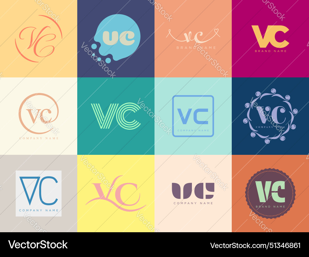 Vc logo company template letter v and c logotype Vector Image
