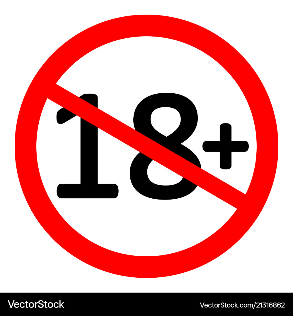 18 age restriction sign Royalty Free Vector Image