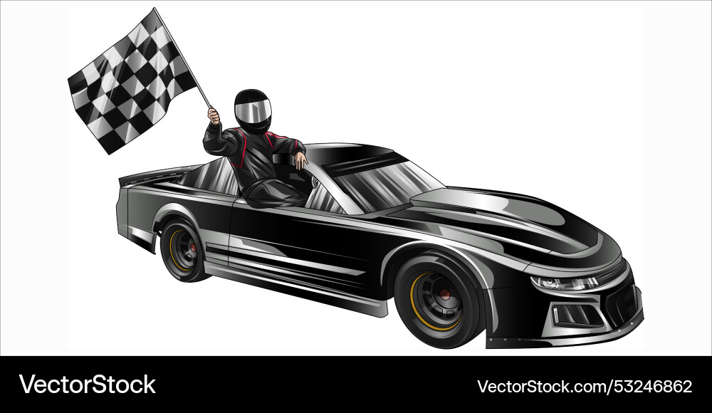 Black drag racing car with white strip Royalty Free Vector