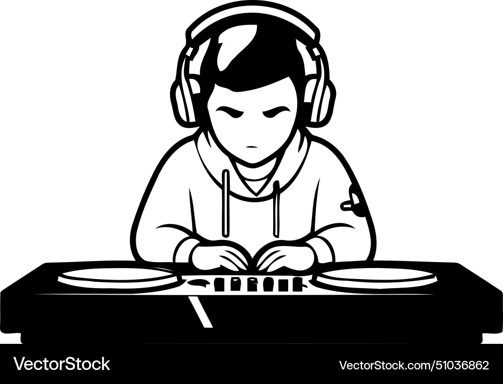 Dj mixer with headphones flat design style Vector Image