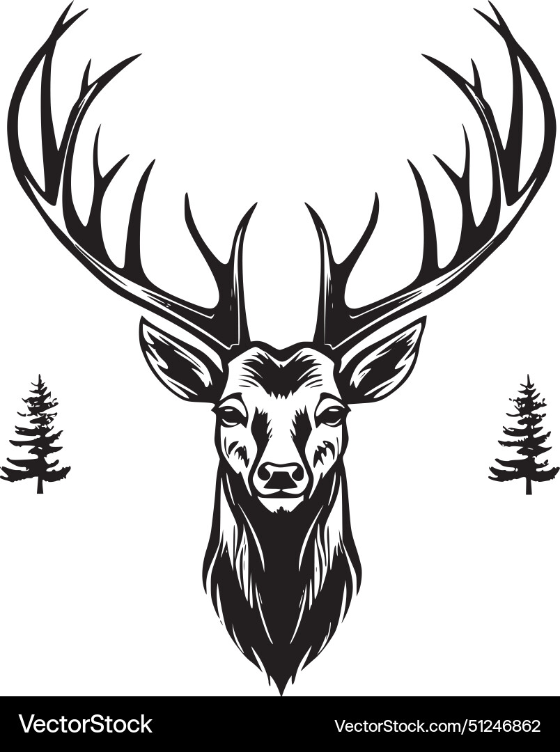 Elk - black and white Royalty Free Vector Image