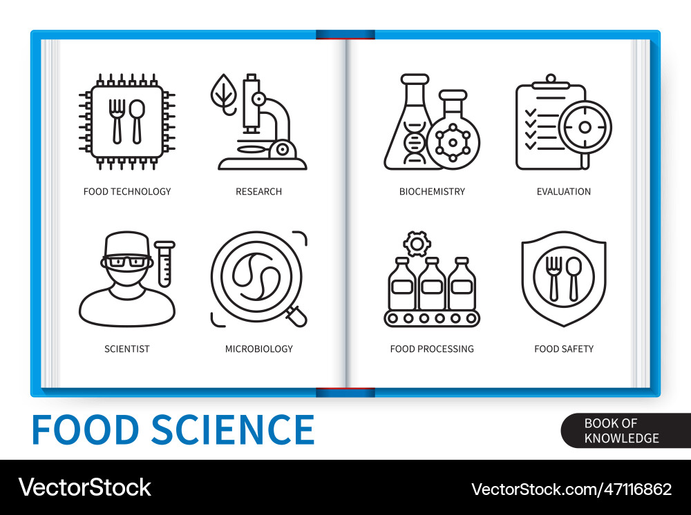 Food science infographics linear icons collection Vector Image