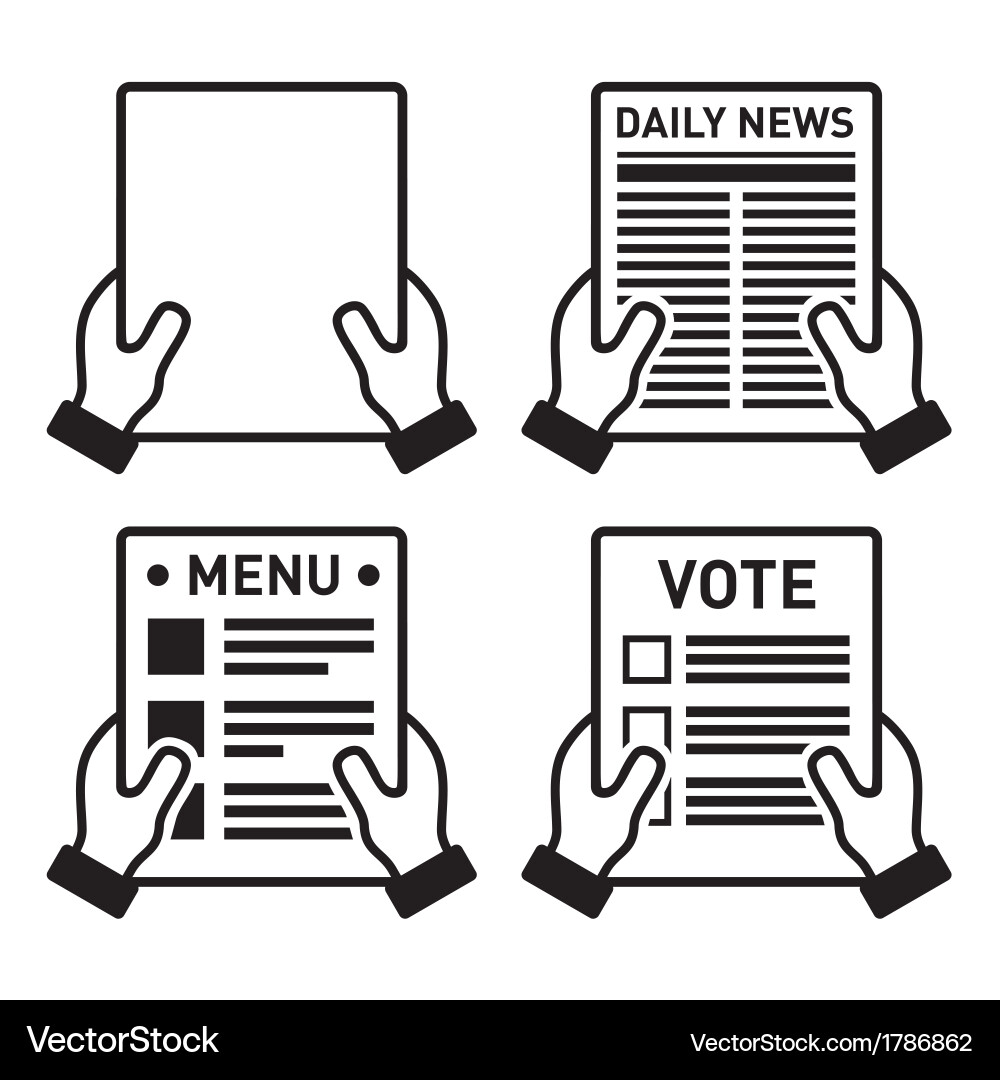 Hand holding different paper sheet icons set Vector Image