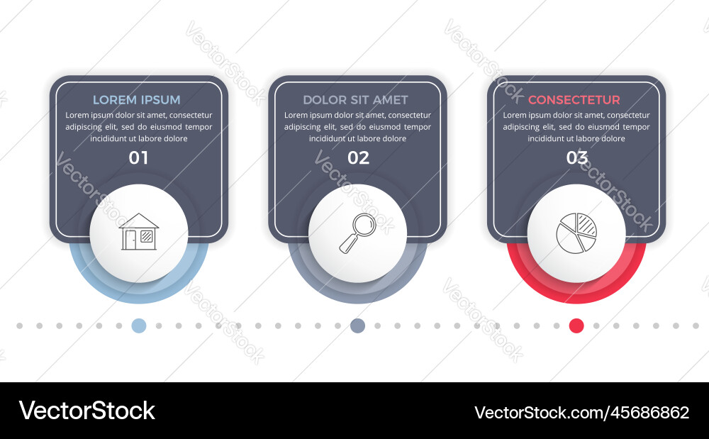 Infographic template with 3 steps Royalty Free Vector Image