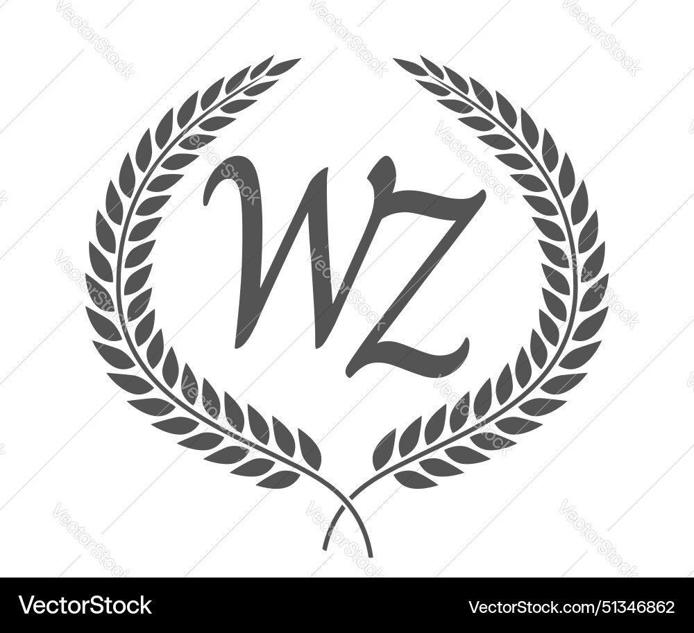 Initial letter w and z wz monogram logo design Vector Image