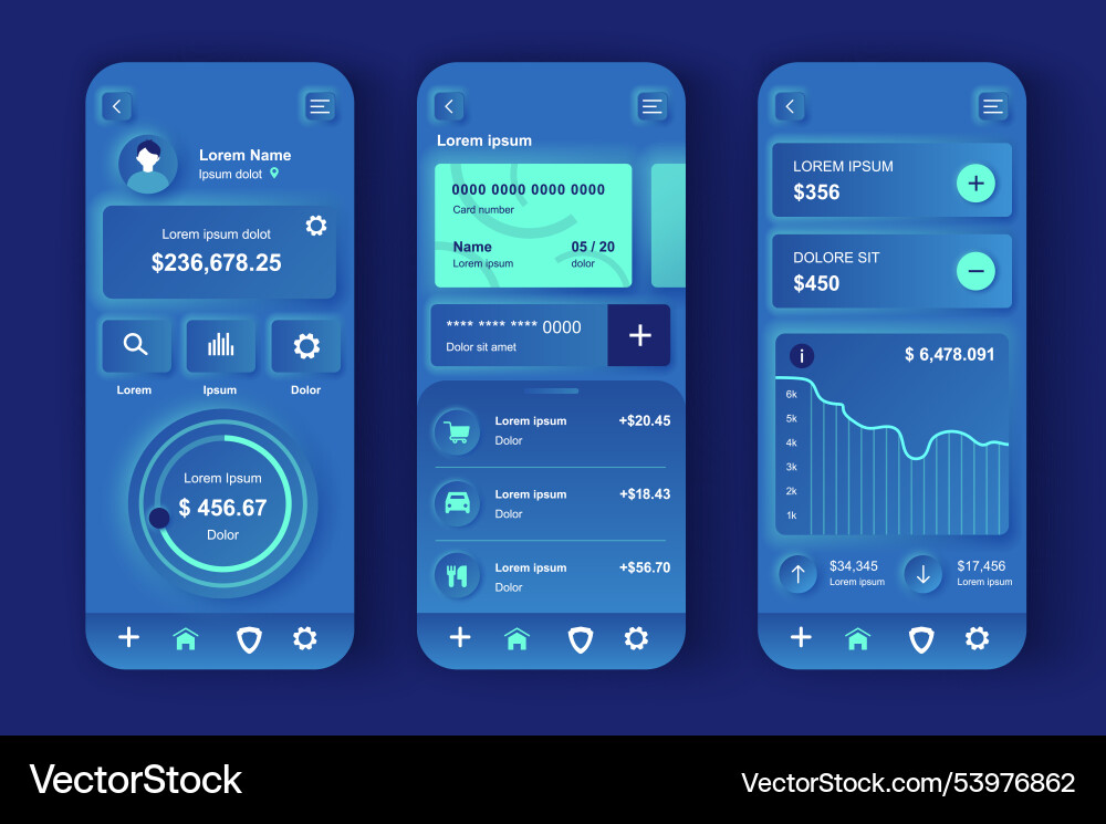Online banking concept neumorphic templates set Vector Image