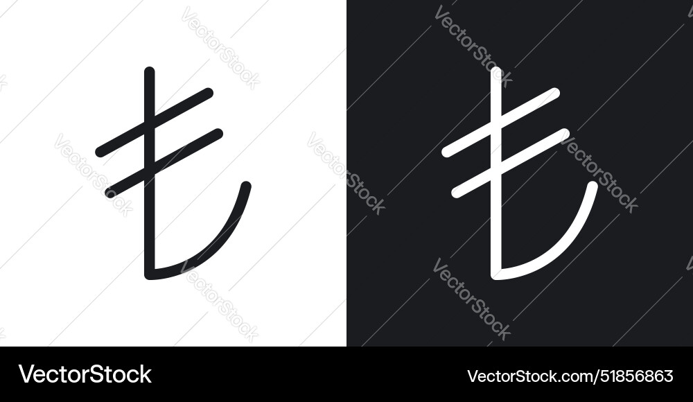 Lira sign set in black and white filld Royalty Free Vector