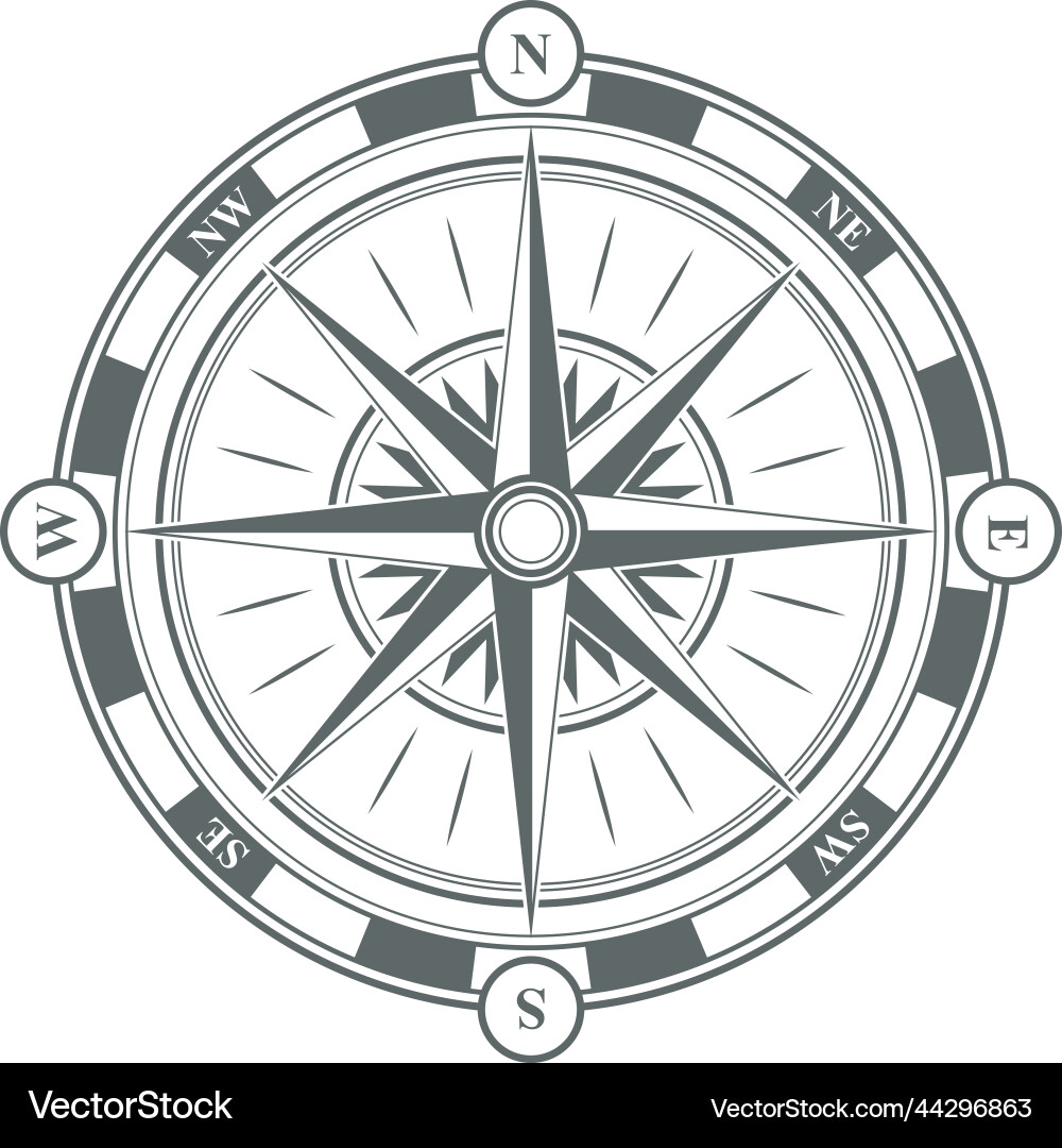 Marine travel symbol old map compass navigation Vector Image