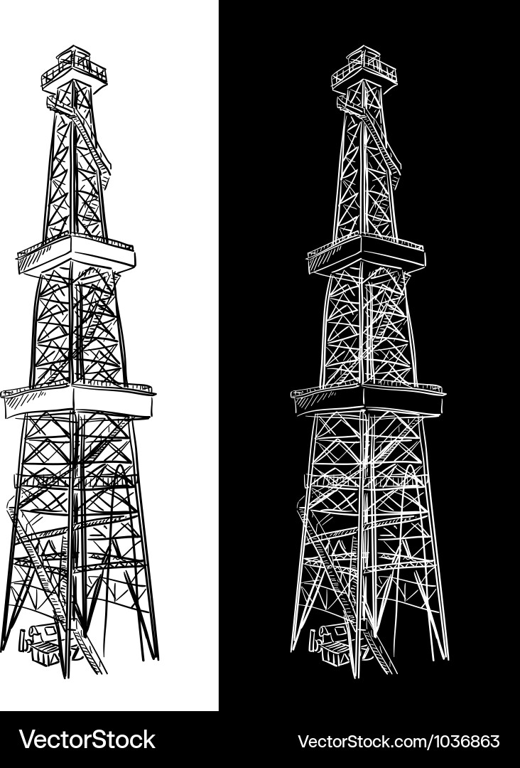 Oil rig sketch Royalty Free Vector Image - VectorStock