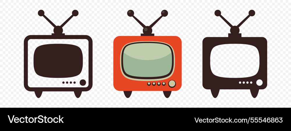 Retro tv set vintage television collection Vector Image