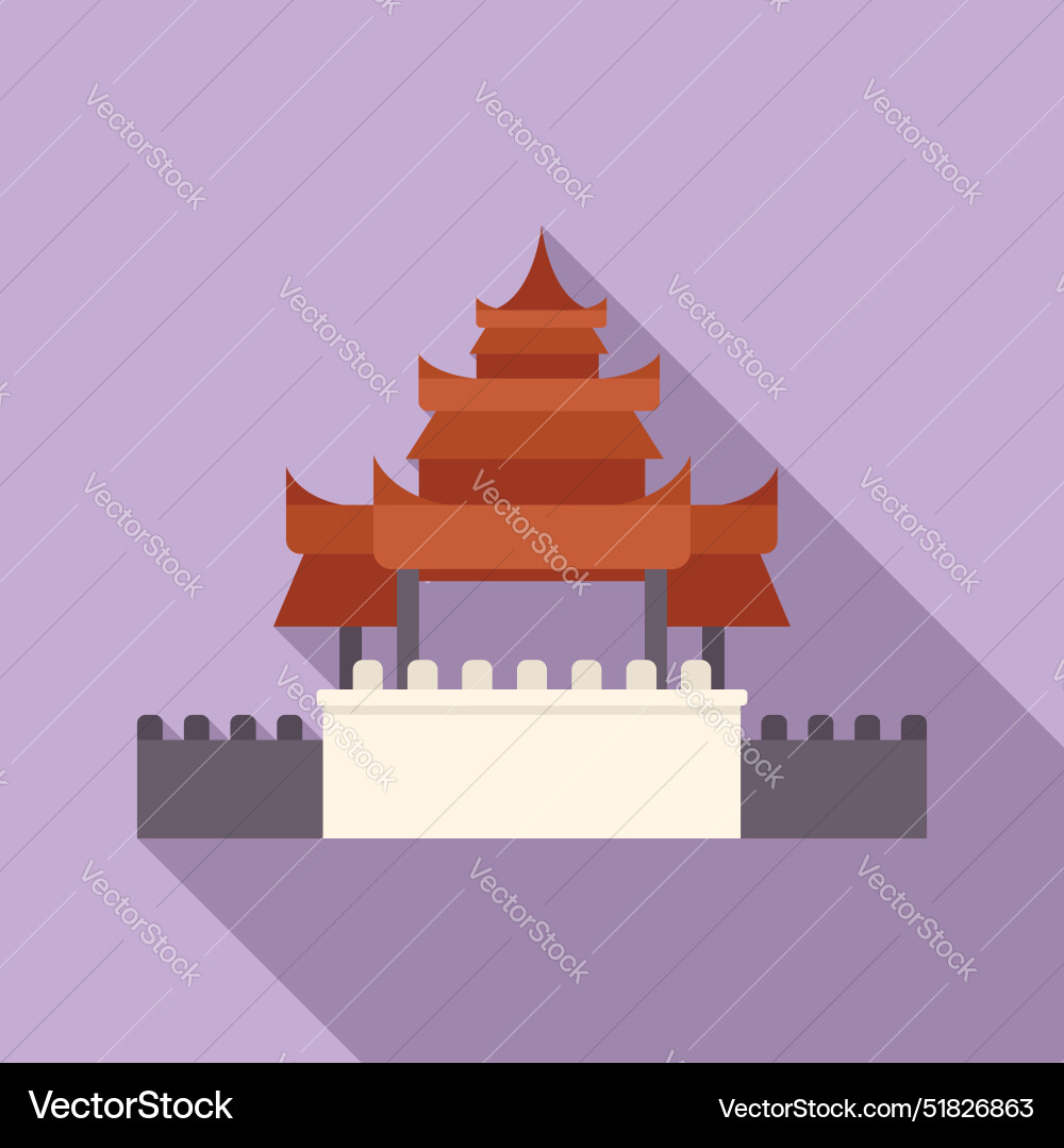 Traditional chinese gate standing behind a wall Vector Image