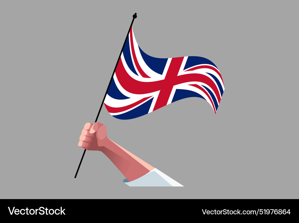 A hand holding an united kingdom flag Royalty Free Vector