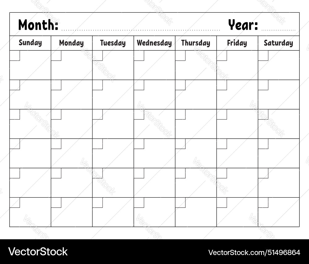 Blank calendar template for one month without Vector Image