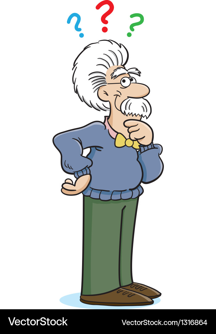 Cartoon albert einstein thinking Royalty Free Vector Image
