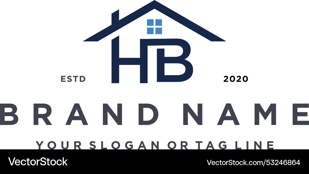Creative letter hb home logo design Royalty Free Vector