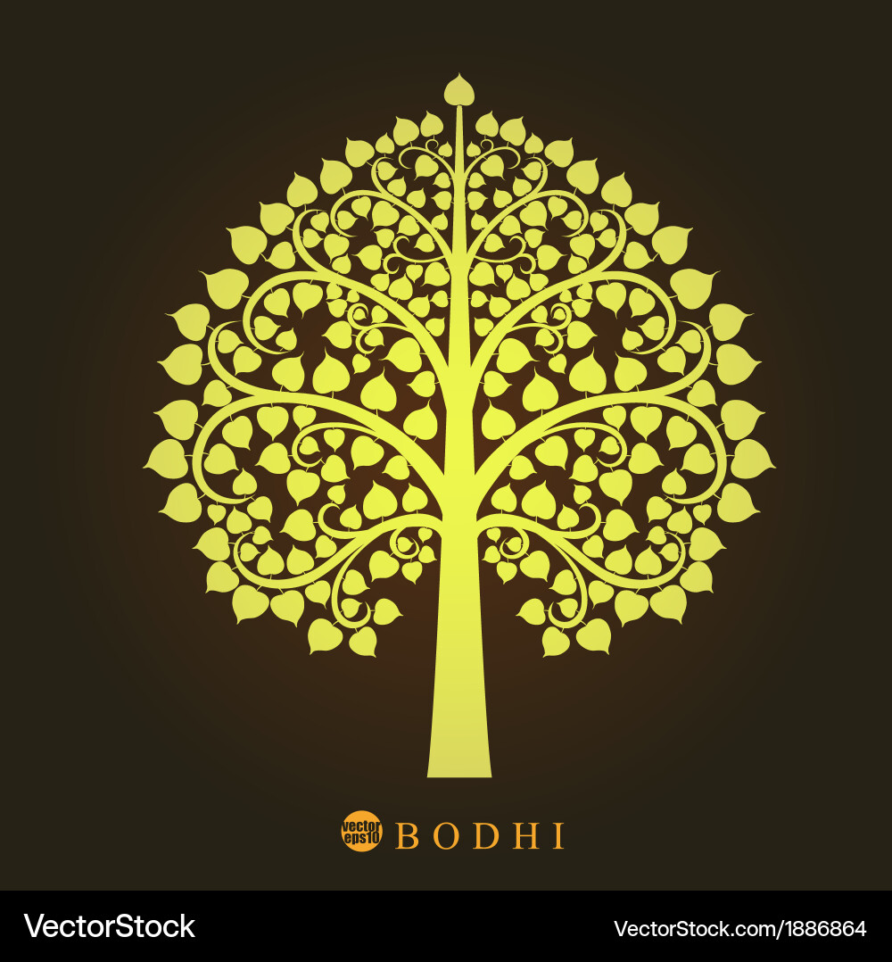 Gold bodhi tree in thai art style Royalty Free Vector Image
