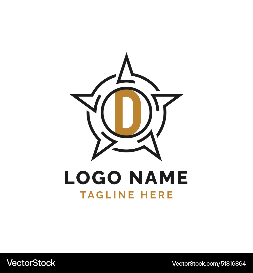 Letter d star logo design alphabet Royalty Free Vector Image