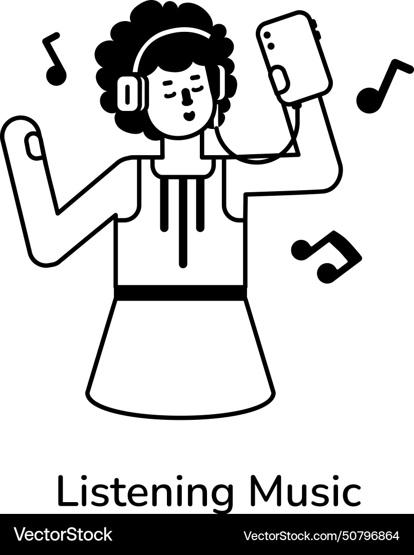 Listening music Royalty Free Vector Image - VectorStock