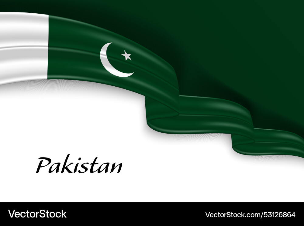 Pakistan Flag Ribbon Wave Royalty Free Vector Image